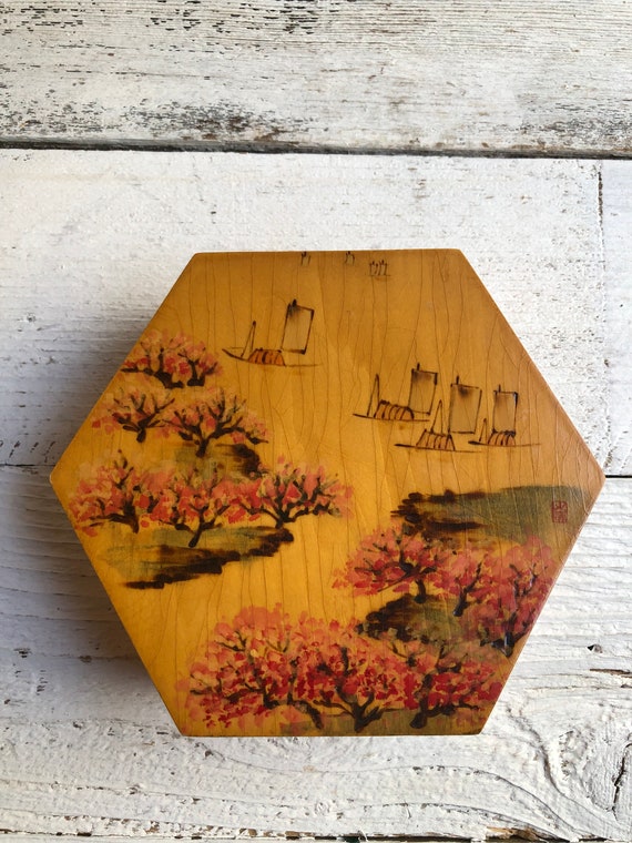 Antique Chinese Pyrography Bamboo Nesting Boxes, Vint… - Gem