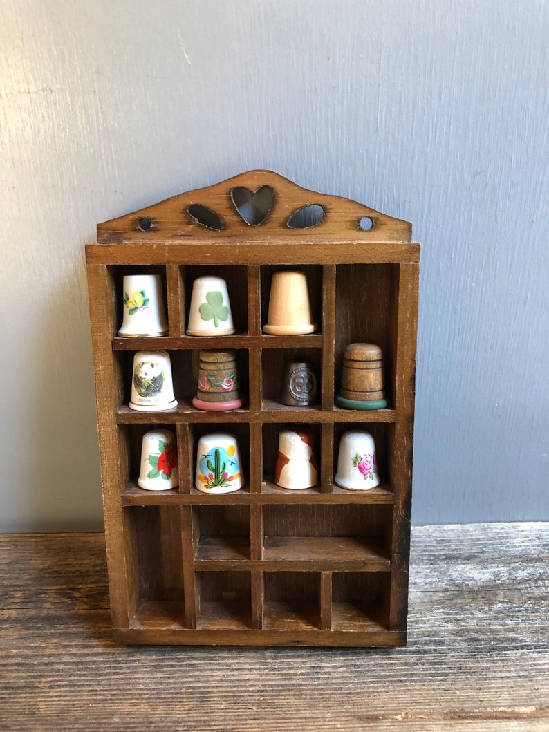 Vintage Thimbles & Wood Holder Set Vintage Thimbles - Etsy