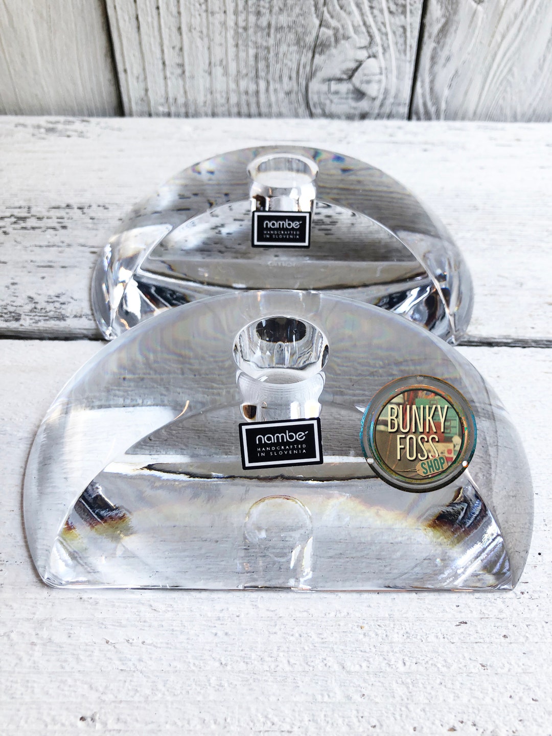 Vintage Nambe Slovenia Pure Crystal Candlestick Holders,nambe Prism ...