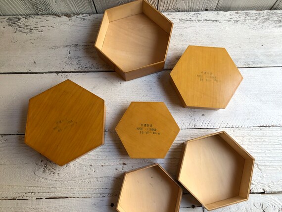 Antique Chinese Pyrography Bamboo Nesting Boxes, Vint… - Gem