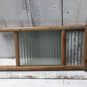 Antique Tin and Rippled Glass Washboard, Vintage Glass Washabord ...