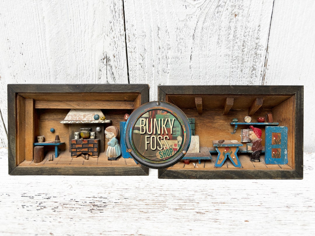 Vintage ANRI Italy Hand Carved 3D Wooden Shadow Box Set, Italian Shadow ...