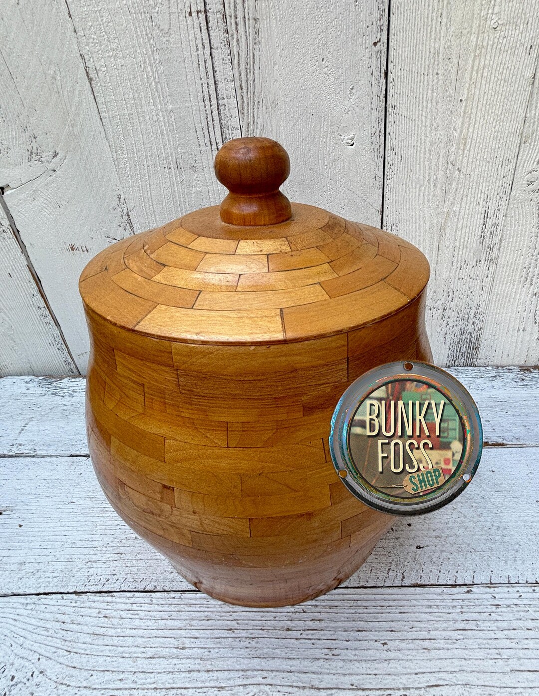 Vintage Hand Turned Segmented Wood Lidded Container,parquetry Container ...