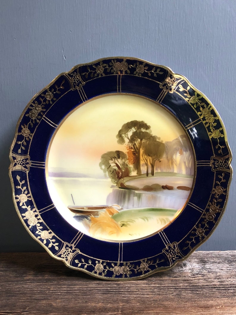 Antique Nippon Hand Painted Large Plate With Gold | Etsy