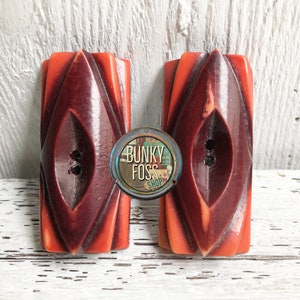RARE! Vintage Art Deco Carved Rectangular Bakelite Buttons, Careved ...