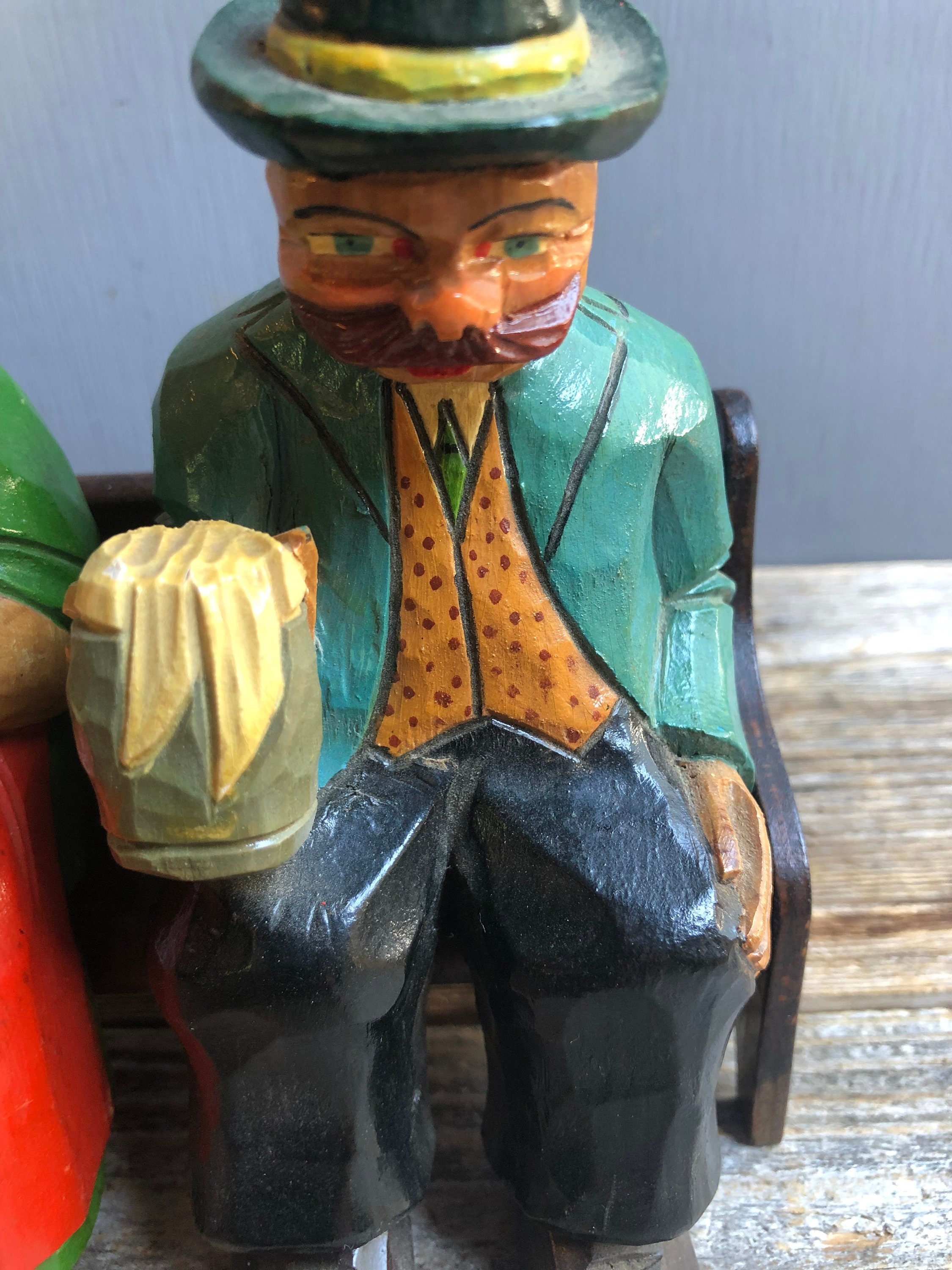 RARE Vintage Austrian Folk Art Hand Carved Couples Seated on - Etsy