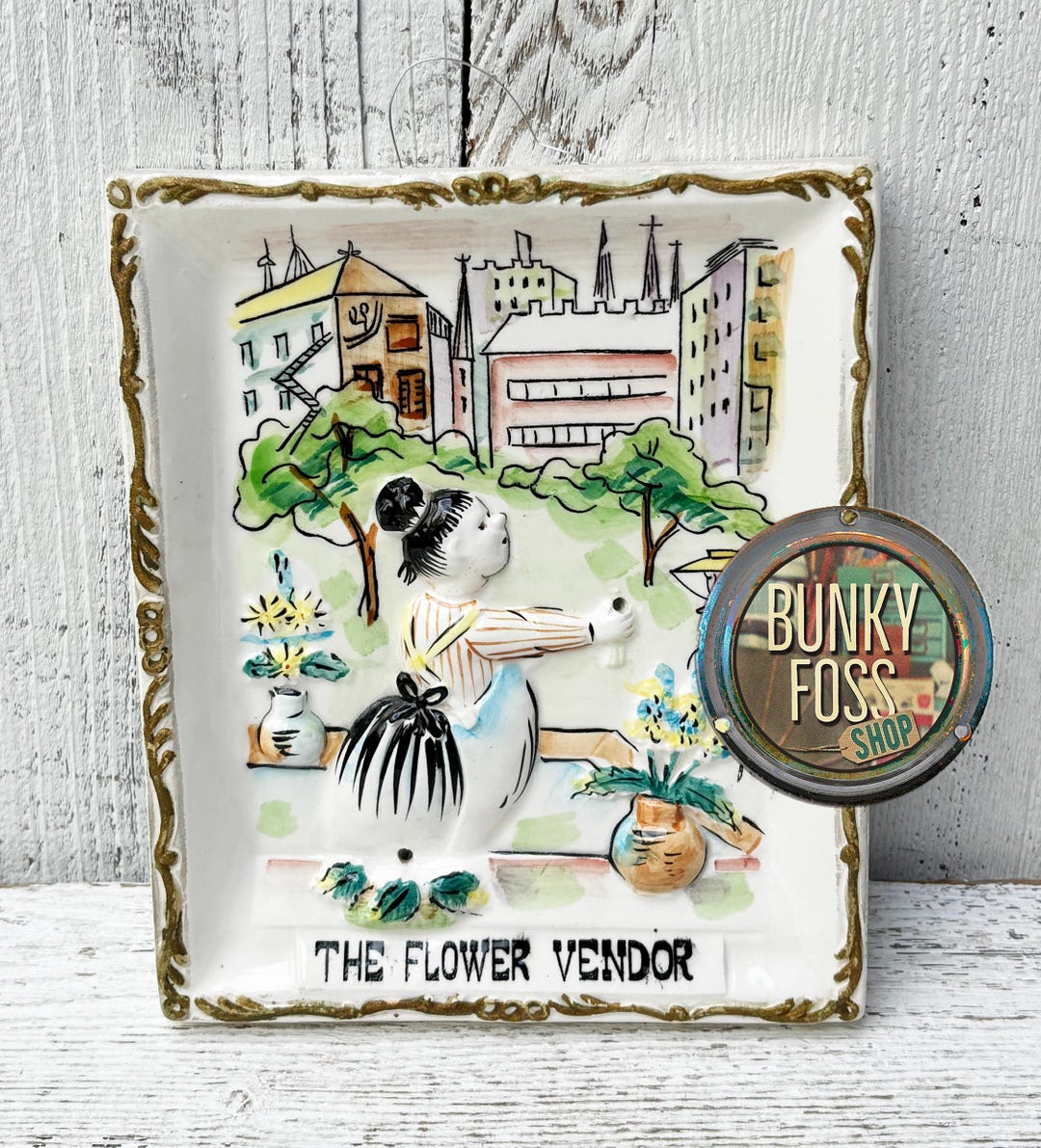 Vintage Ceramic "the Flower Vendor" Wall Plaque, Flower Vendor Wall ...