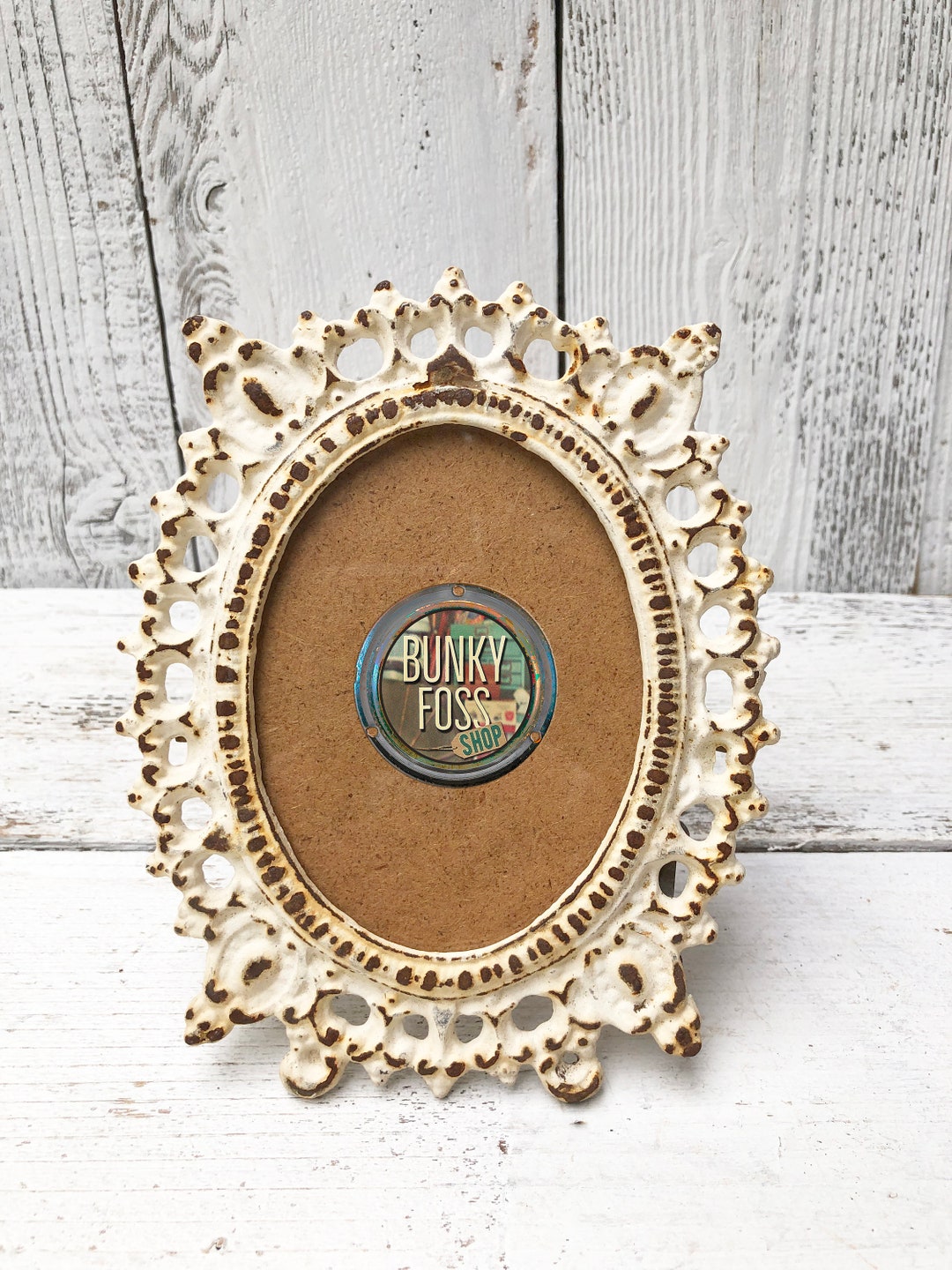 Vintage Cast Metal Oval Picture Frame, Cast Metal Frame, Shabby Chic ...
