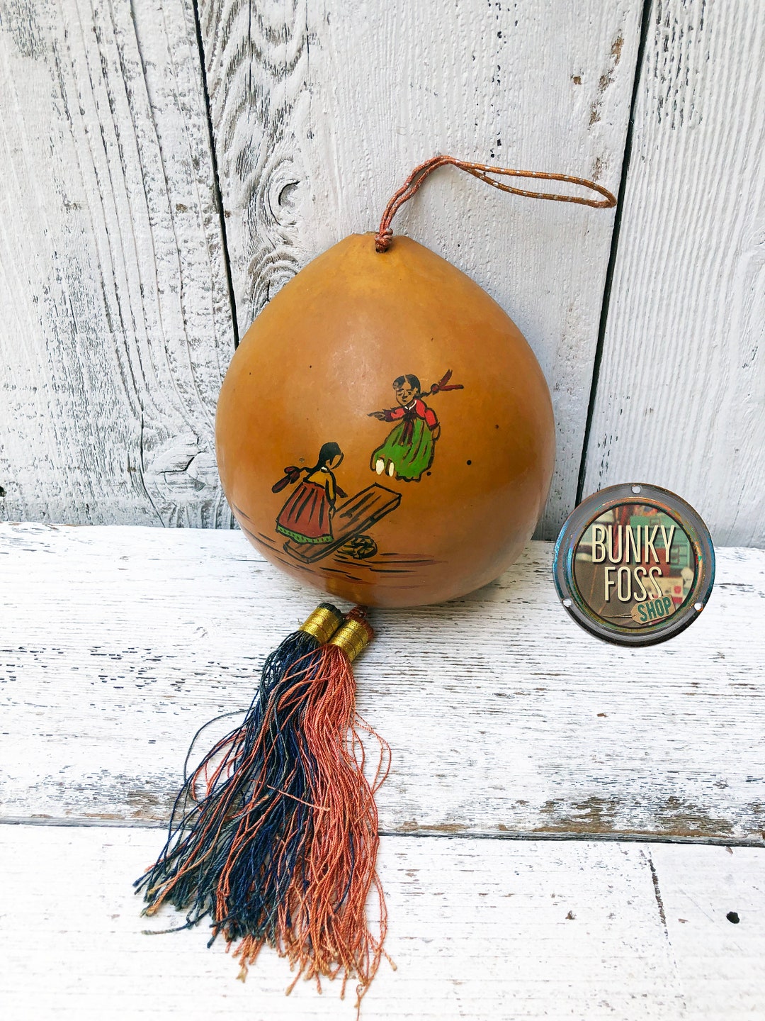 Vintage Hand Painted Asian Gourd, Painted Gourd, Hand Painted Gourd ...