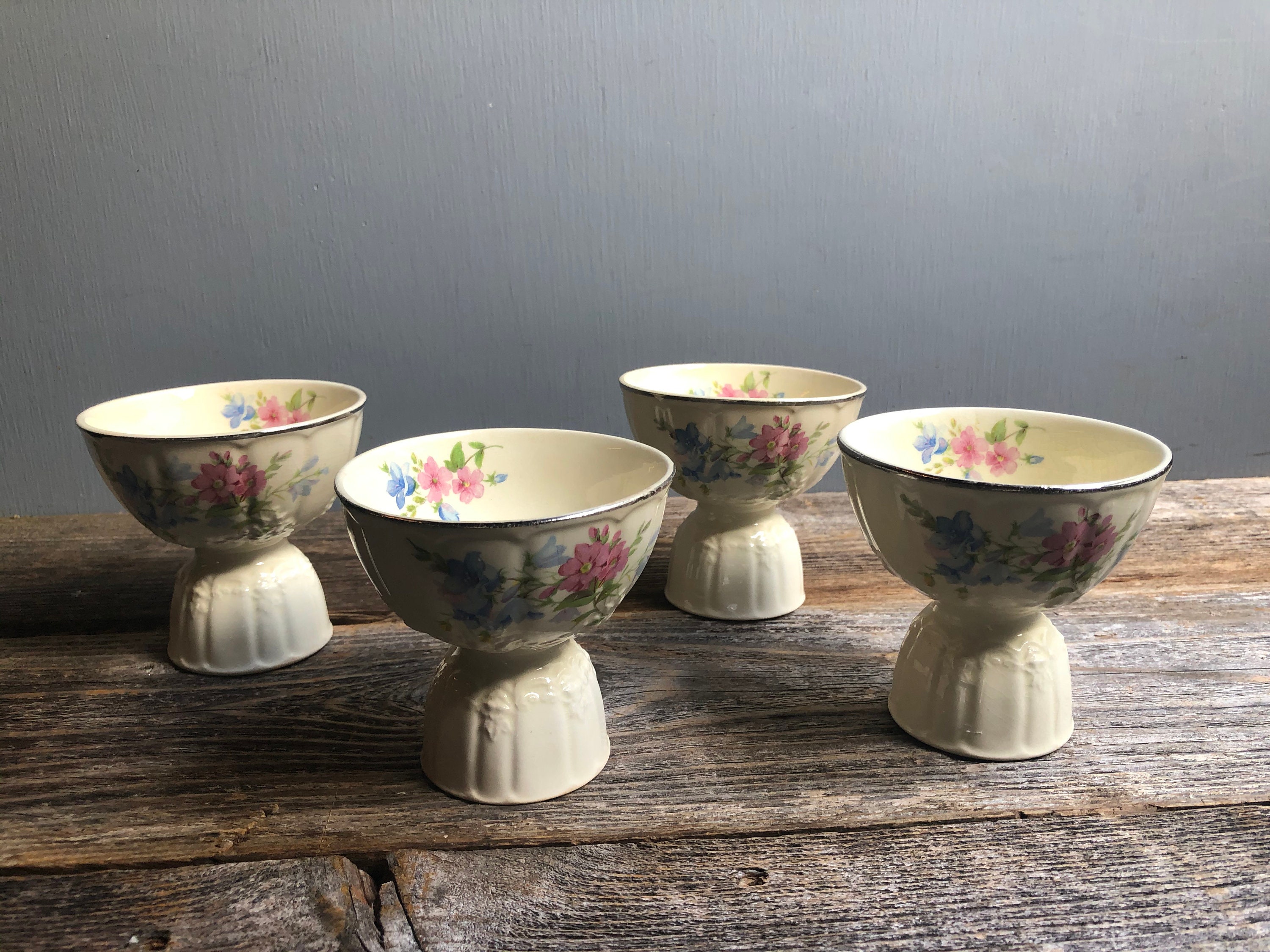 Antique Porcelain Floral Double Egg Cups Egg Cups Double Egg | Etsy