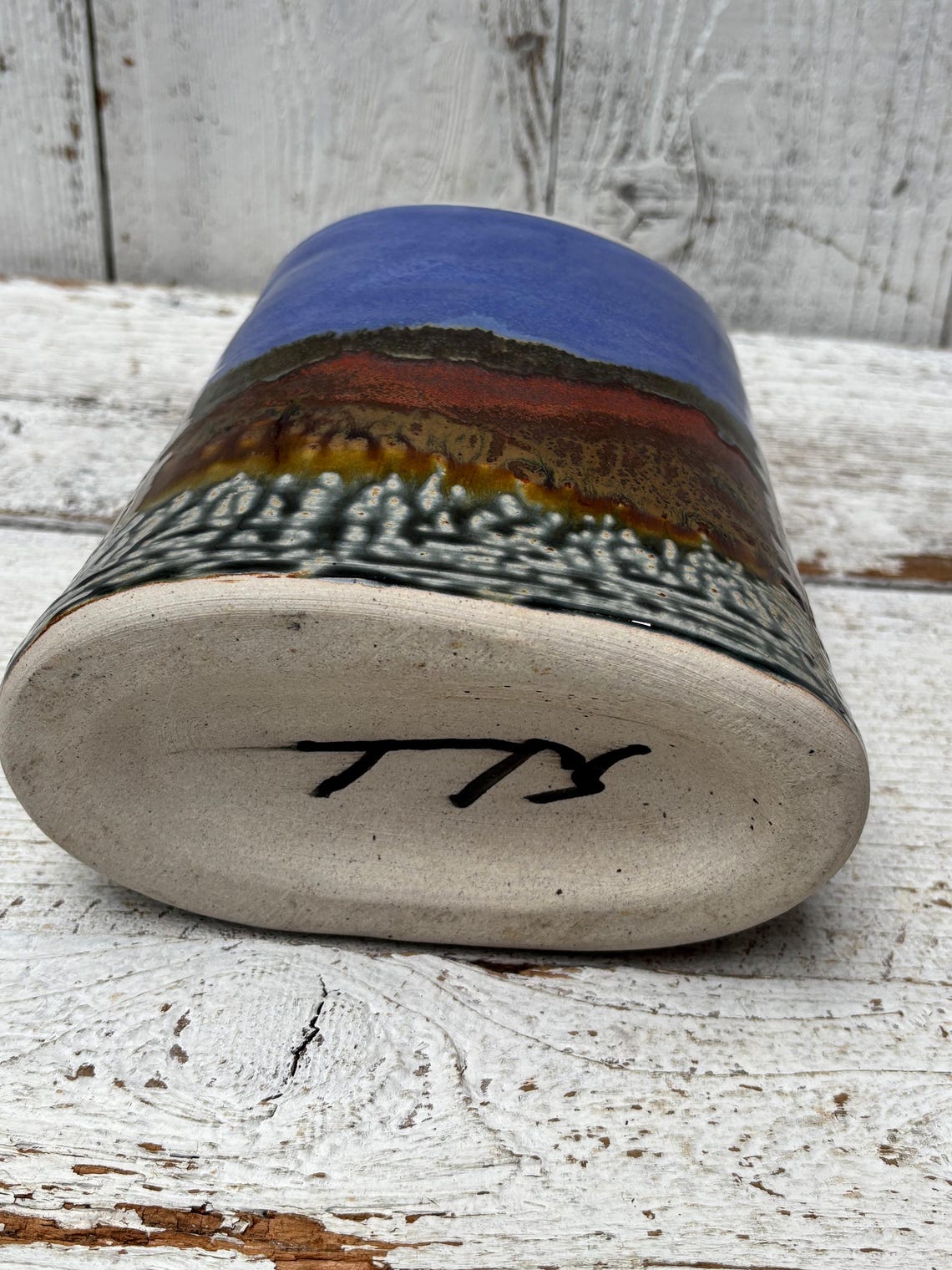 Vintage Handmade Landscape Art Pottery Vase, Handmade Vase, Landscape ...