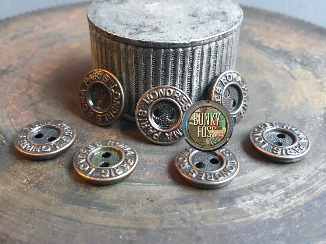 Vintage Metal Roma Paris Londres Buttons Metal Buttons - Etsy