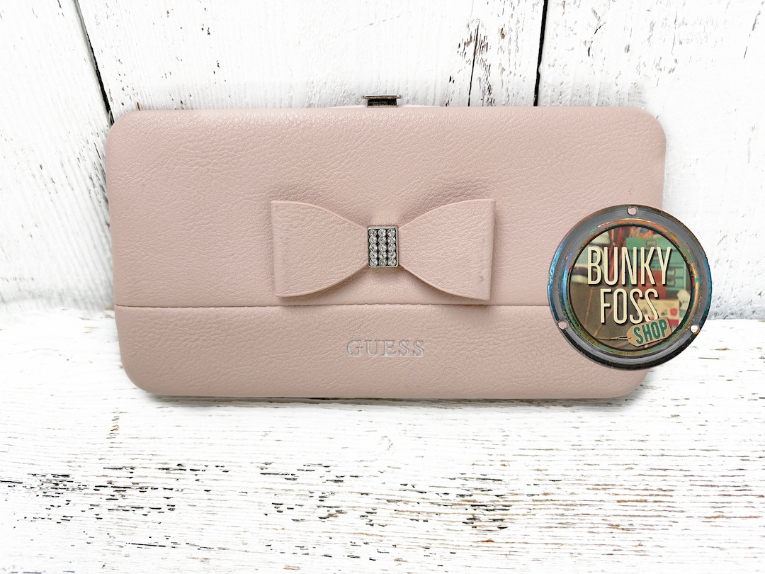 Vintage Guess Brand Pink Bow Wallet, Guess Wallet, Hard Case Wallet ...
