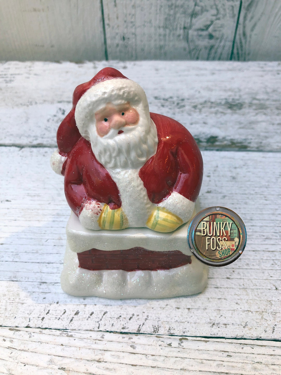 Vintage Avon Santa Down the Chimney Candle Box, Avon Santa, Santa ...