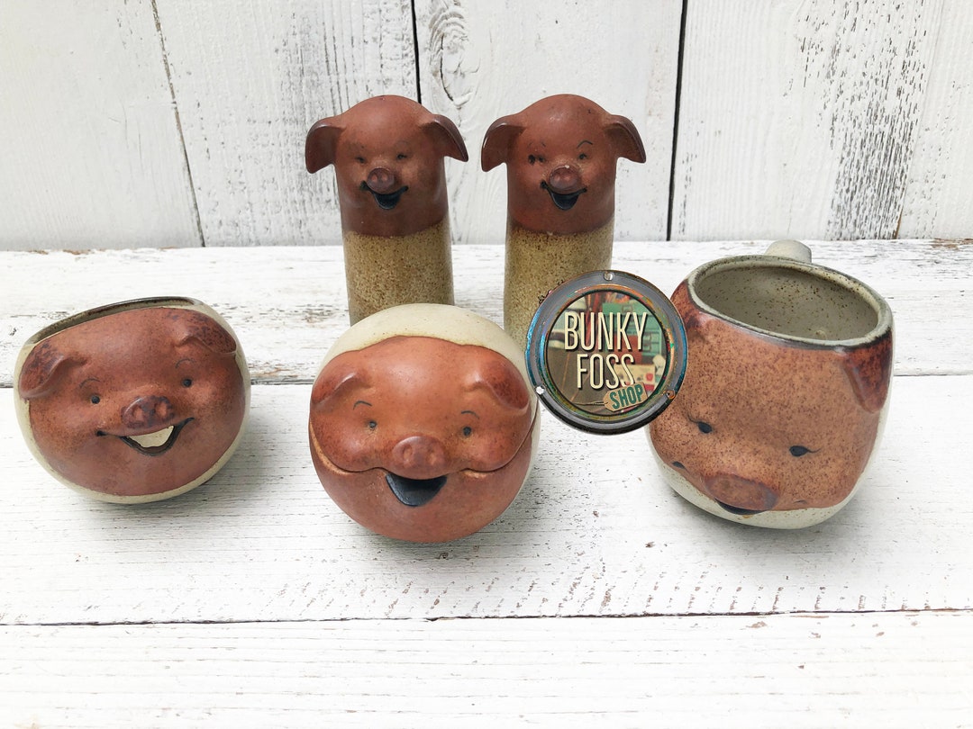 Vintage UCTCI Japan Stoneware Happy Pigs Set,vintage UCTCI Pigs,happy ...