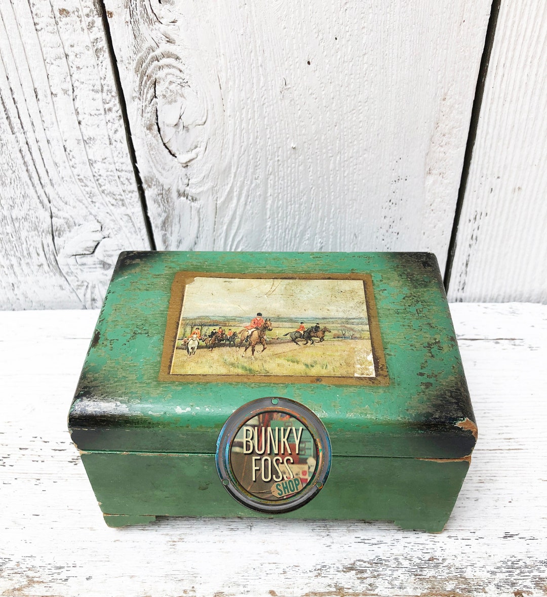 Vintage Wooden Hunting Scene Trinket Box, Hunting Scene Wood Box ...