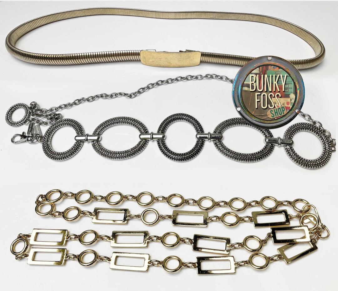 Vintage Chain Belts Mixed Lot, 3 Vintage Belts, Chain Belt, Snake Chain ...