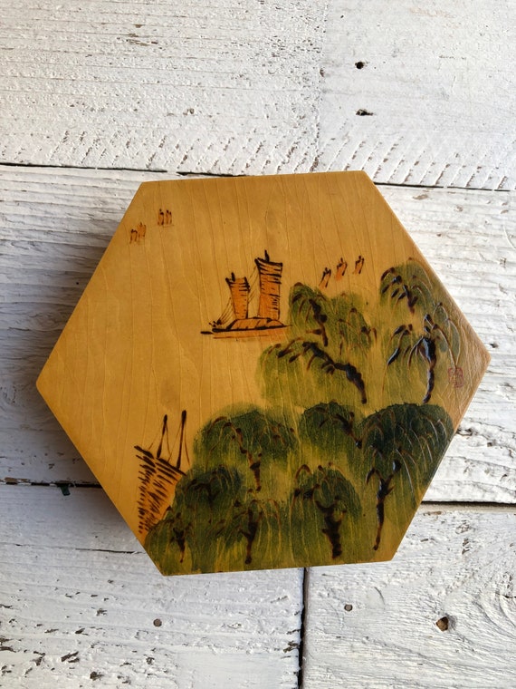 Antique Chinese Pyrography Bamboo Nesting Boxes, Vint… - Gem