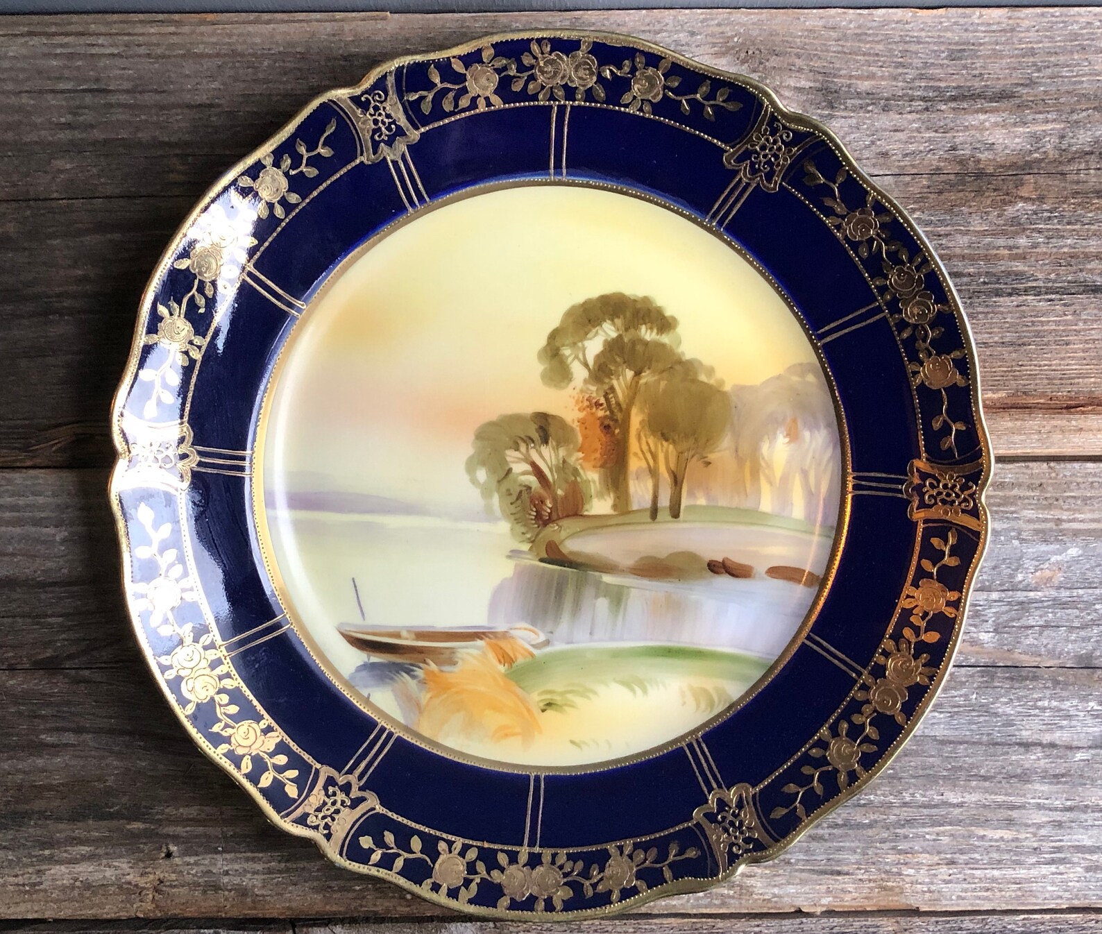 Antique Nippon Hand Painted Large Plate With Gold | Etsy