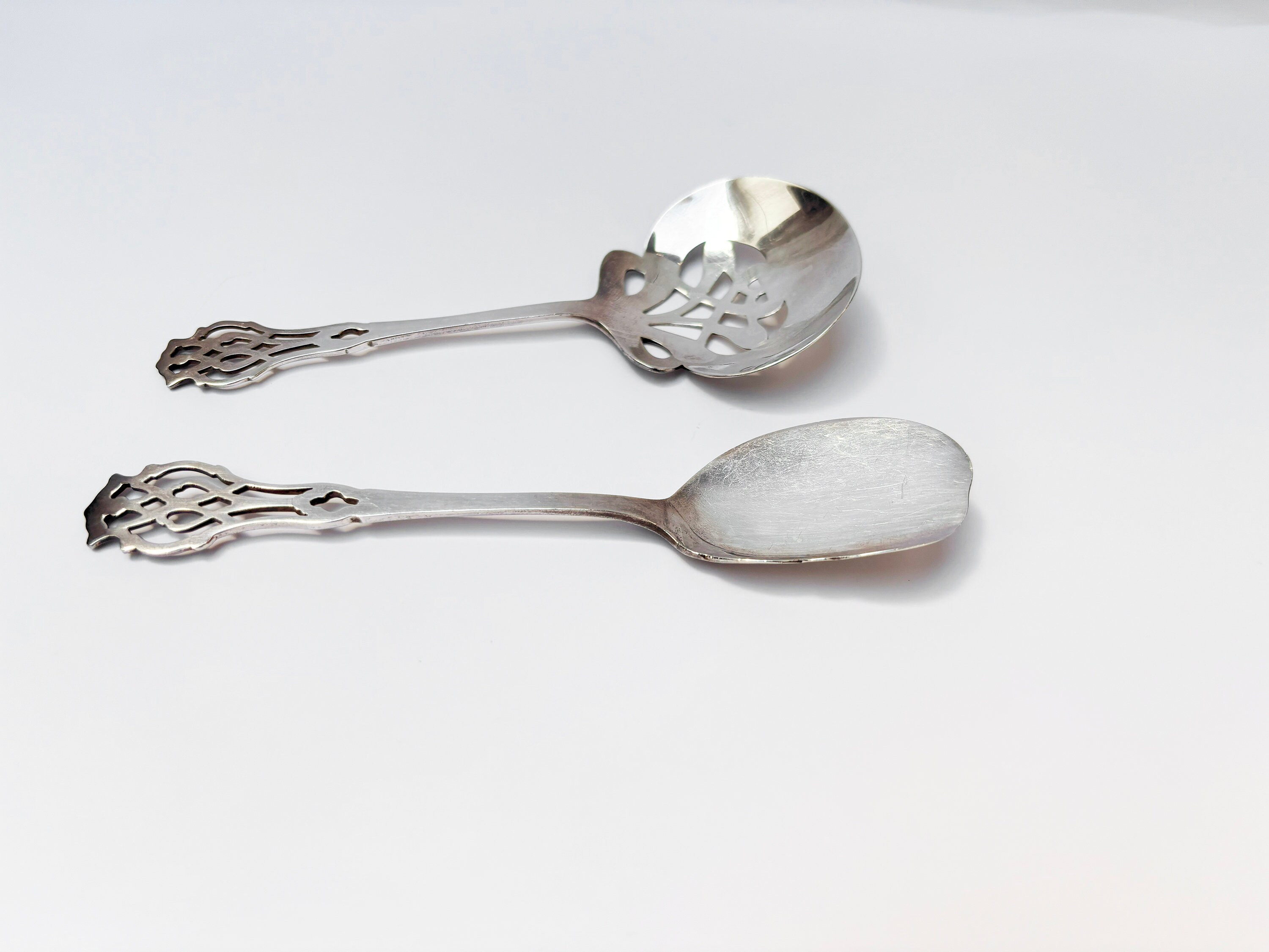 Antique RLB Sterling Silver Chippendale Flat & Slotted Spoon Set,rogers ...
