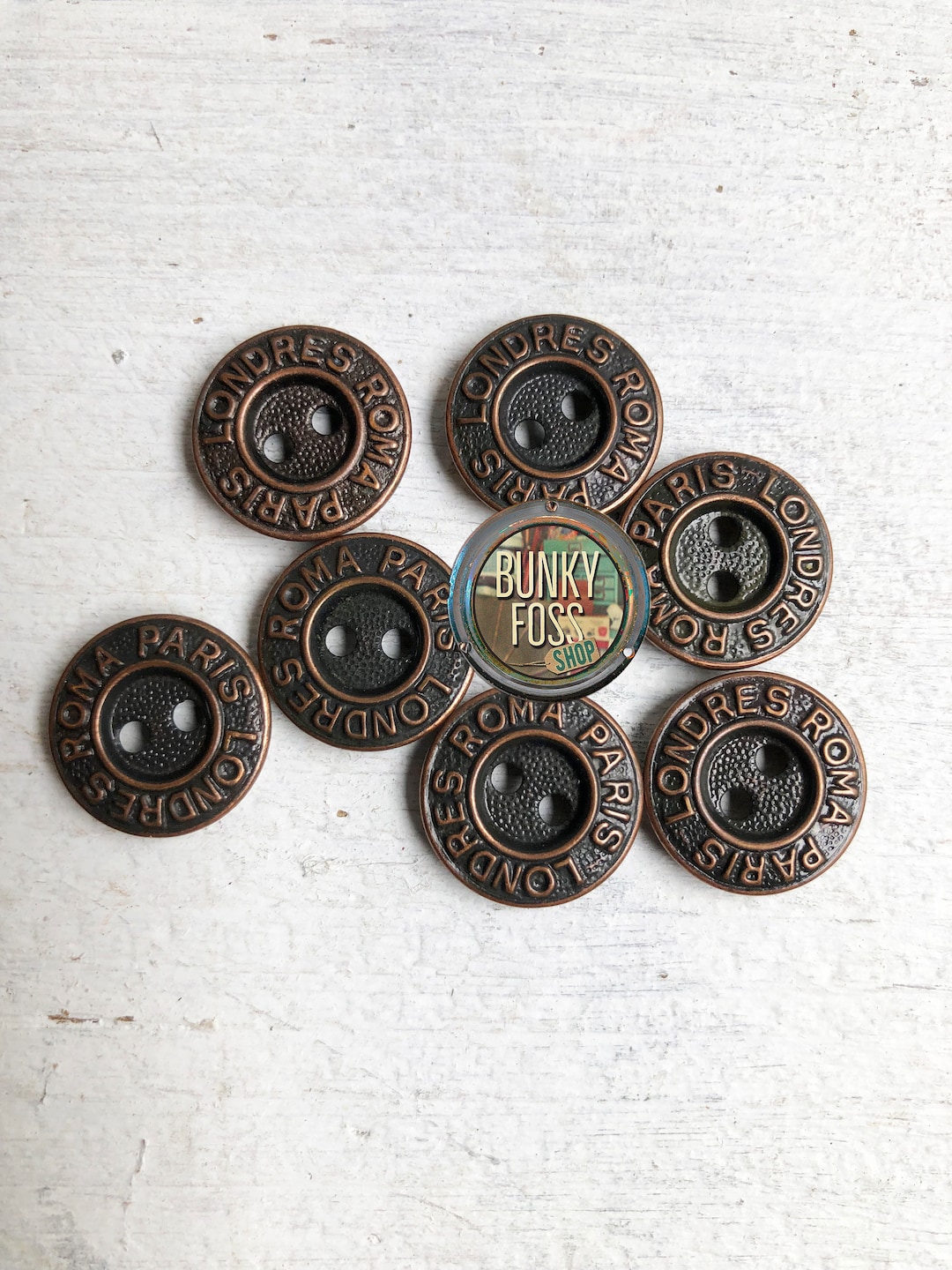Vintage Metal Roma Paris Londres Buttons, Metal Buttons, Vintage Roma ...