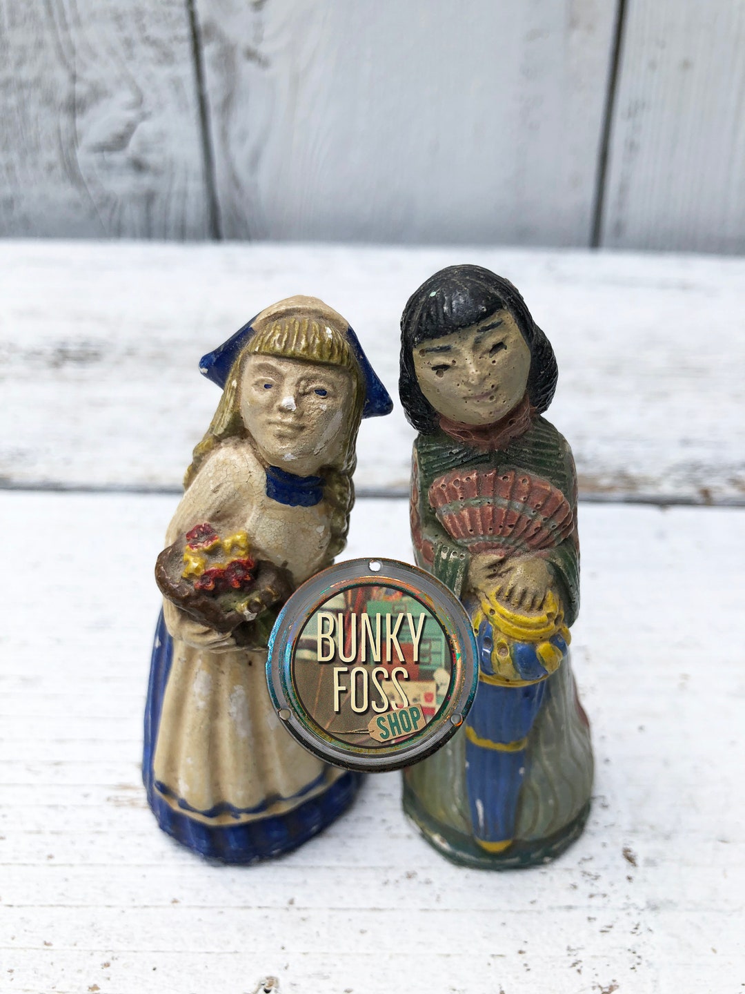 Vintage Chalkware Figurines, Asian Dutch Girl Set - Etsy