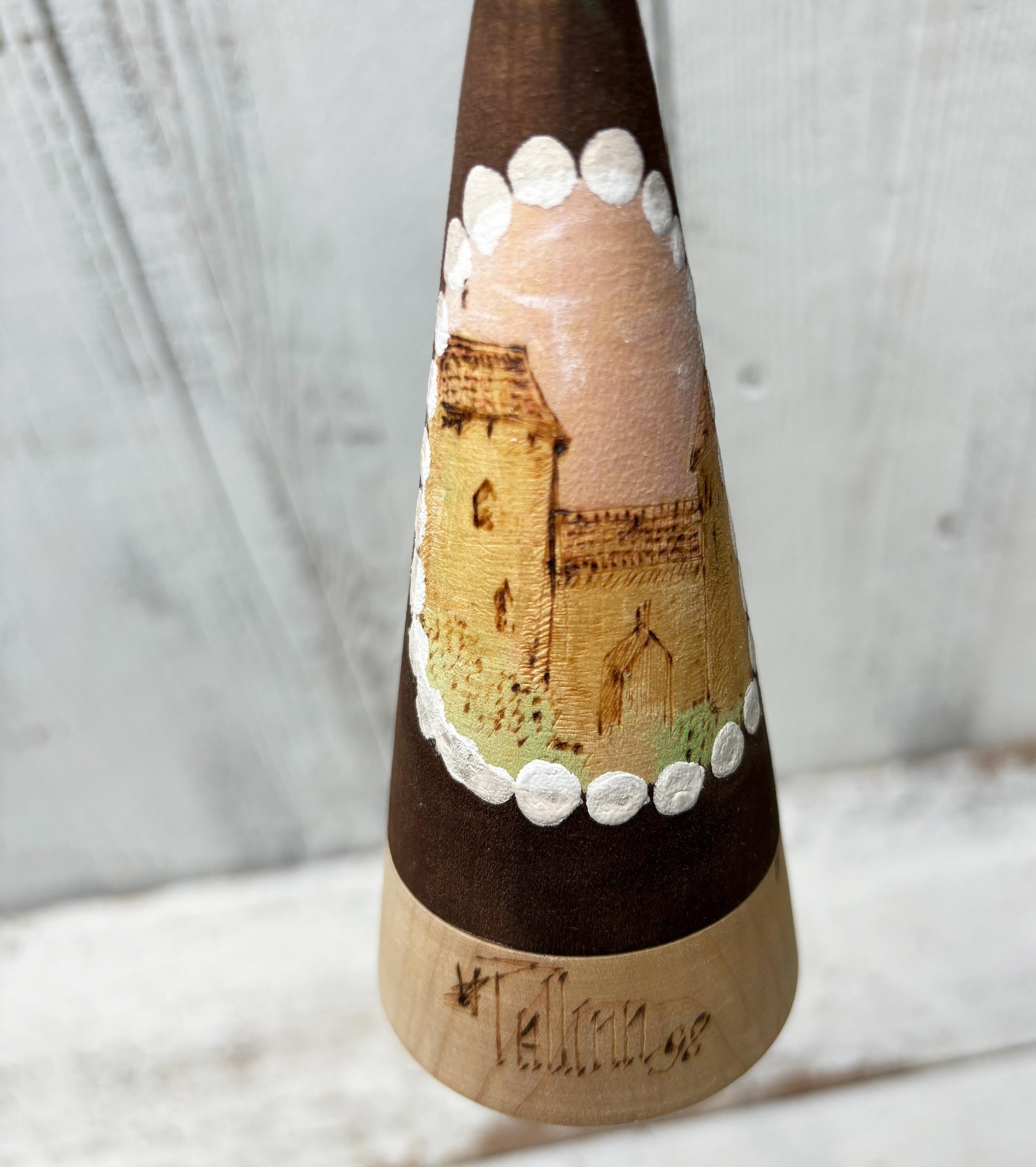 Vintage Pyography Wooden Nesting Cones, Hand Painted Souvenirs - Etsy