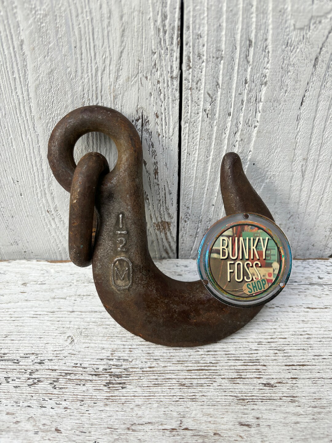 Vintage Hand Forged Old Crane Hook, Old Chain Hook, Old Utility Chain ...