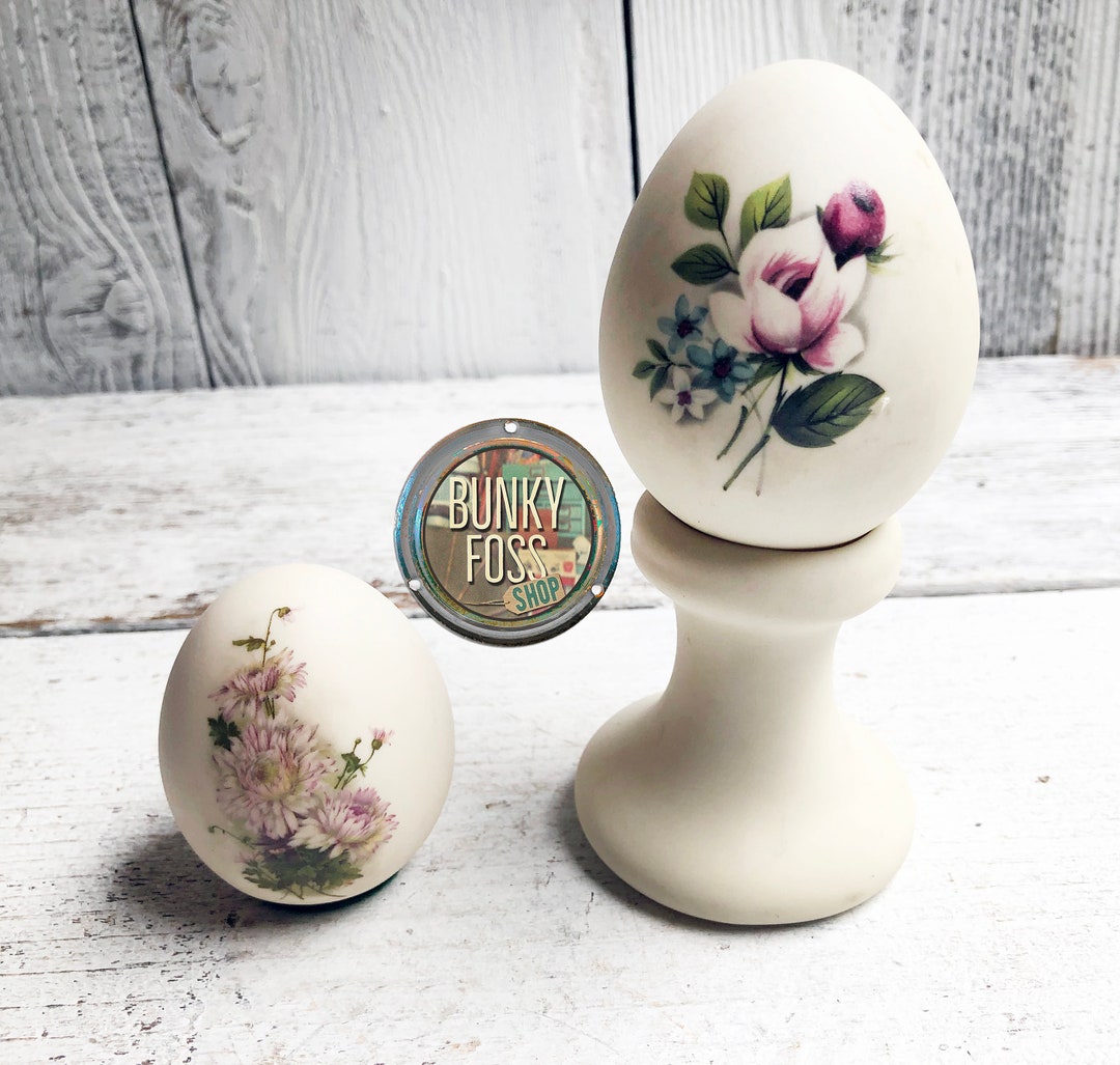 Vintage Floral Bisque Porcelain Eggs,bisque Porcelain Eggs, Painted Eggs, Porcelain Eggs ...