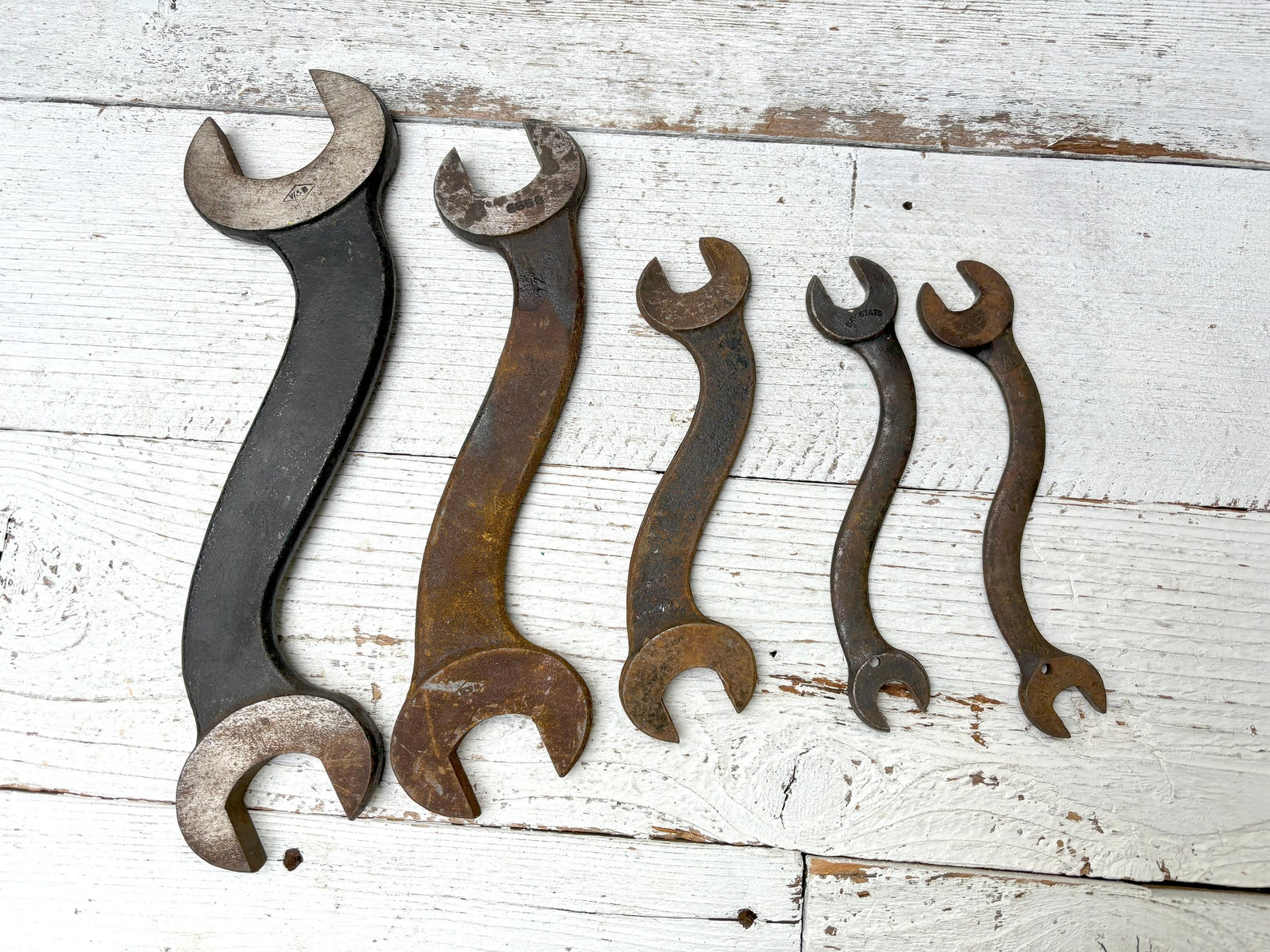 Antique Whitman & Barnes Curved Open Ended Wrenches Set, Antique ...