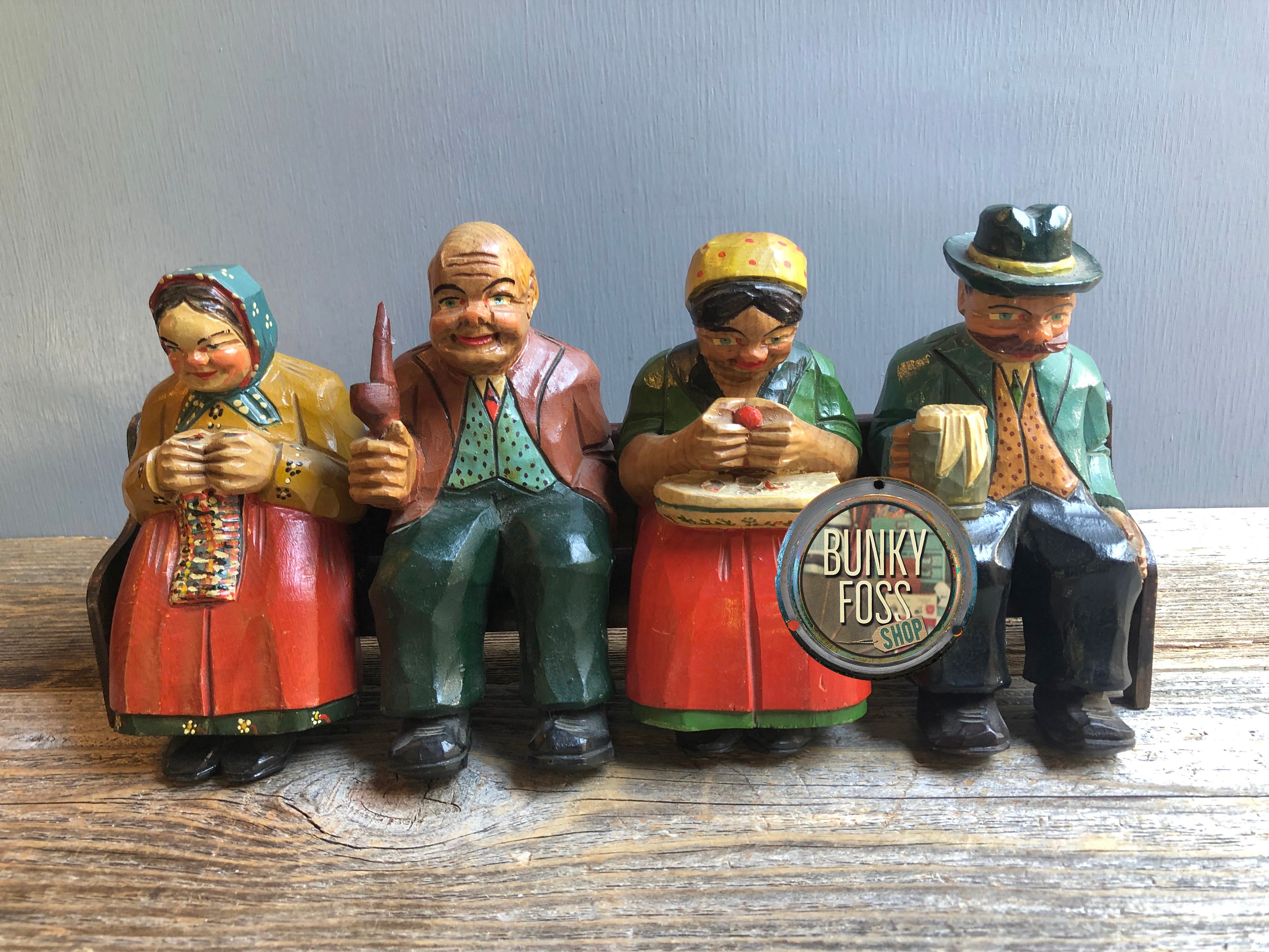 RARE Vintage Austrian Folk Art Hand Carved Couples Seated on - Etsy