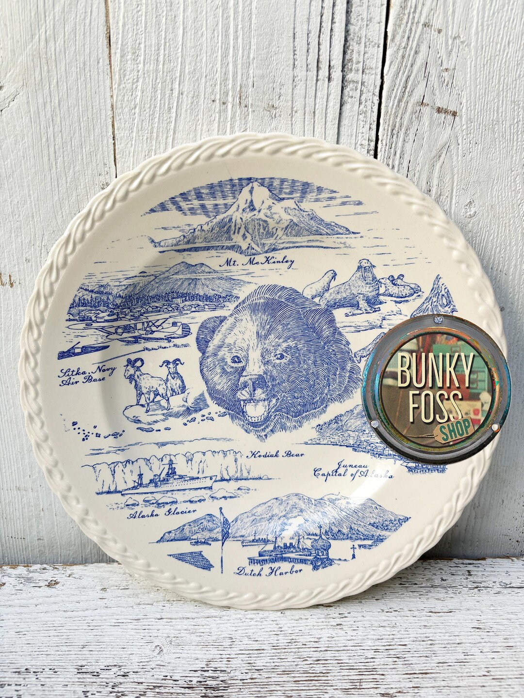 Vintage Westco Kilns Alaska State Blue & White Souvenir Plate,alaska ...
