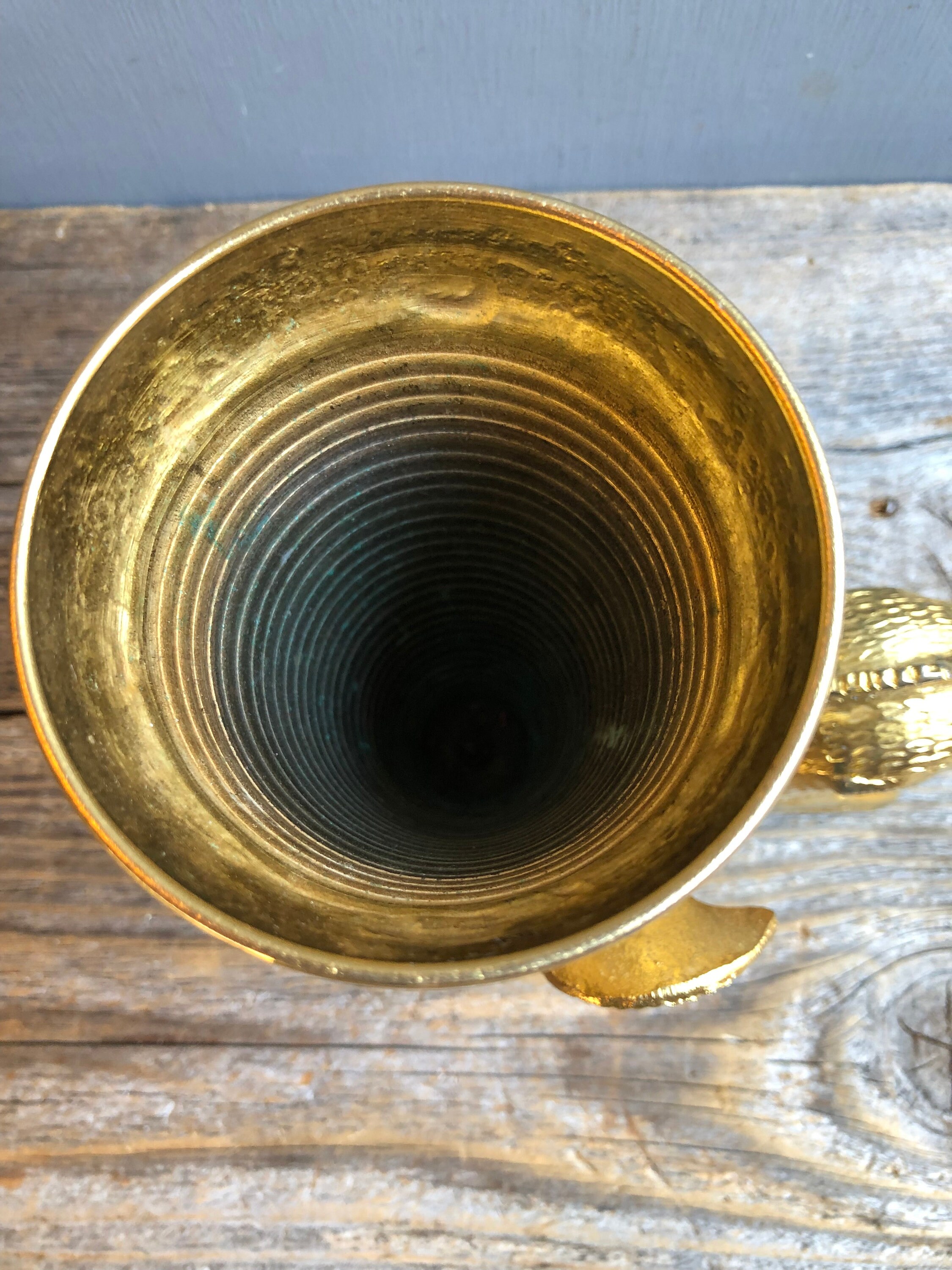 RARE Vintage Middle Eastern Gold Gilt Rhyton Vase Brass - Etsy