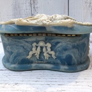 Vintage Genuine Incolay Stone Angel Heart Box, Incolay Stone, USA ...