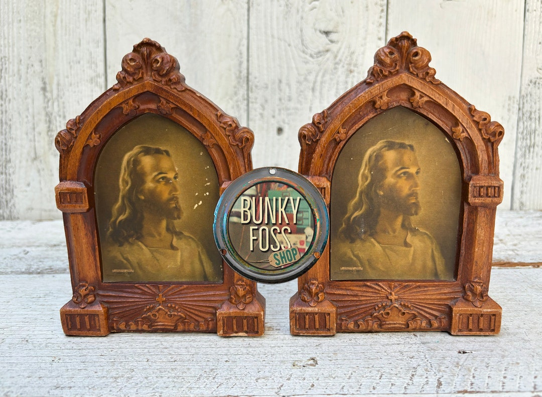Vintage W. E. Sallman Head of Christ Bookends, Christ Bookeds,religious ...