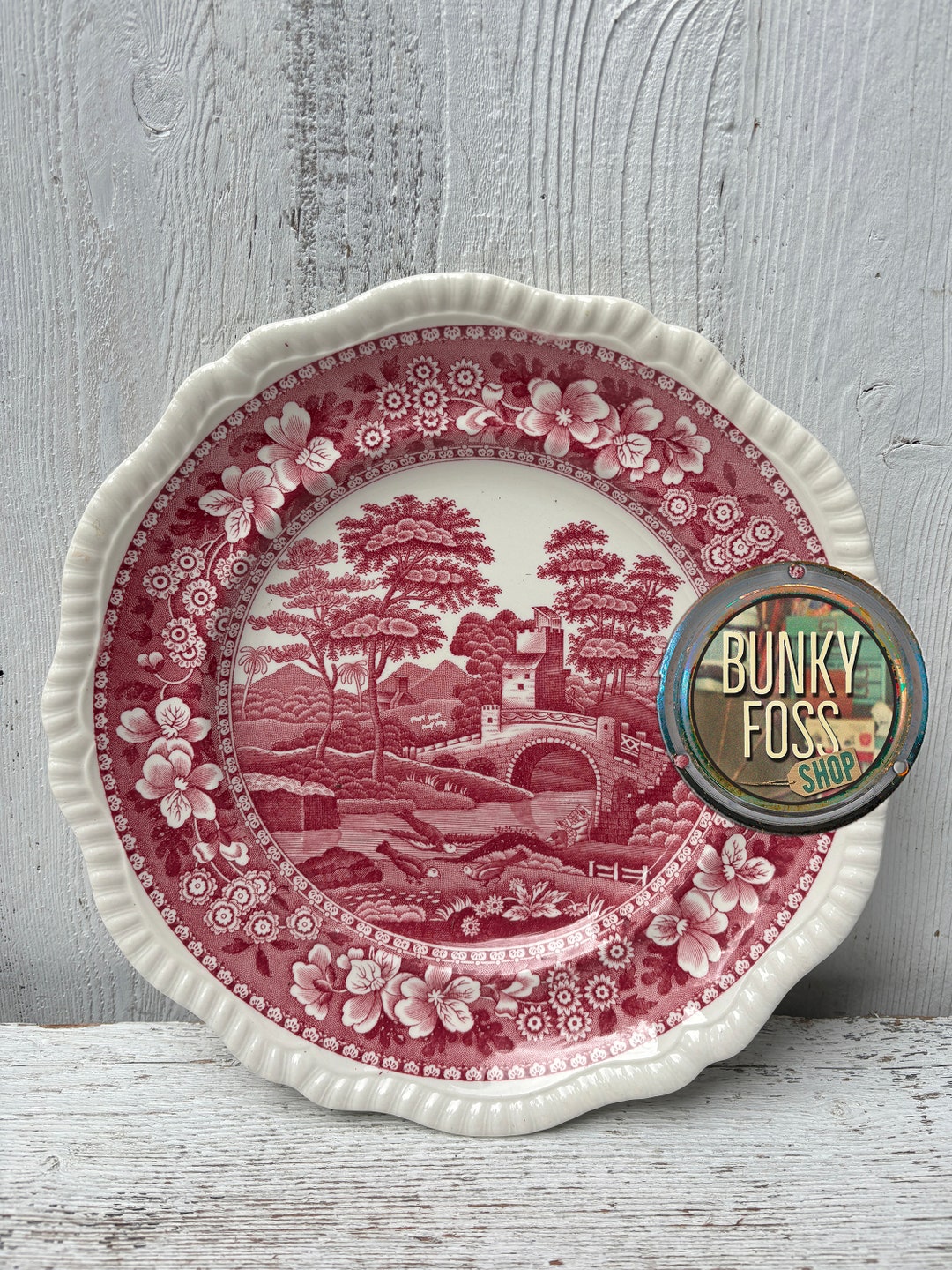 Vintage Copeland Spode's Tower Pink Transferware Dinner Plate, England ...