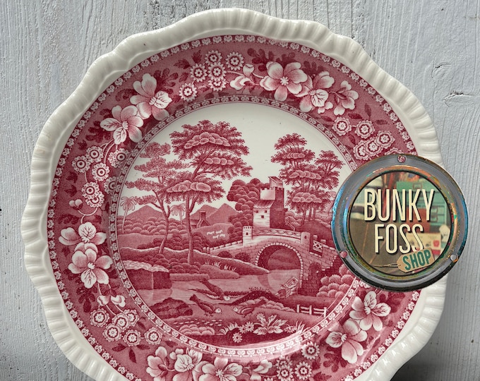 Vintage Copeland Spode's Tower Pink Transferware Dinner Plate, England ...