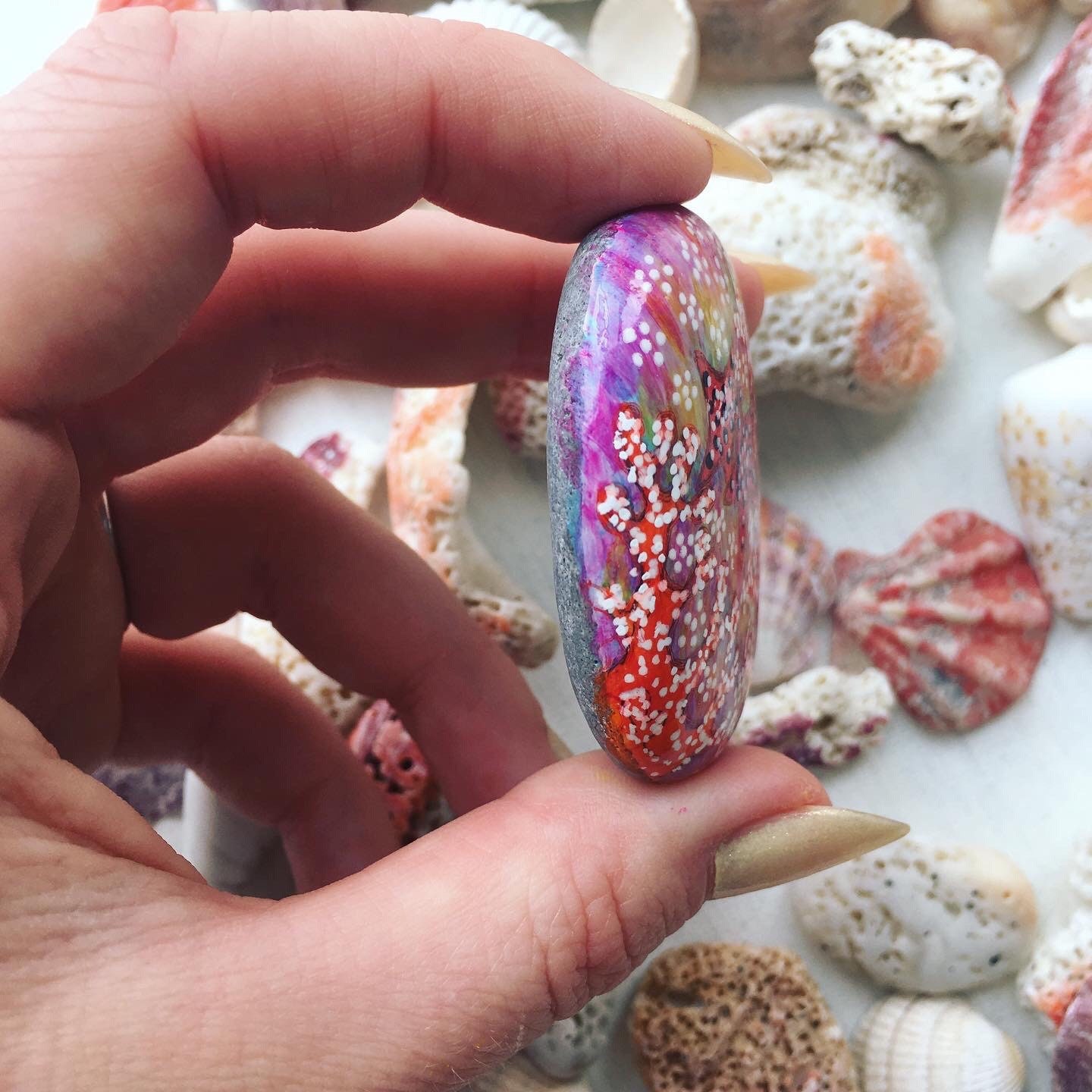 Set of 2 hand painted beach stones Miniature Painting | Etsy