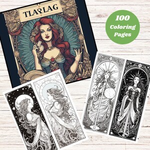 100 Tarot Oracle Coloring Pages, Tarot for Adults, Tarot for Beginners ...