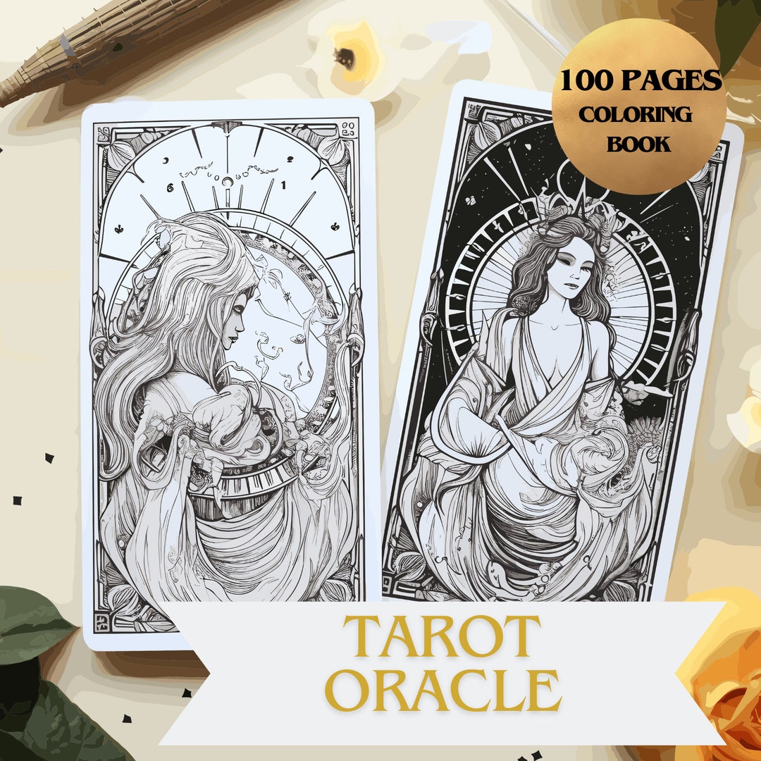 100 Tarot Oracle Coloring Pages, Tarot for Adults, Tarot for Beginners ...
