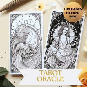 100 Tarot Oracle Coloring Pages, Tarot for Adults, Tarot for Beginners ...