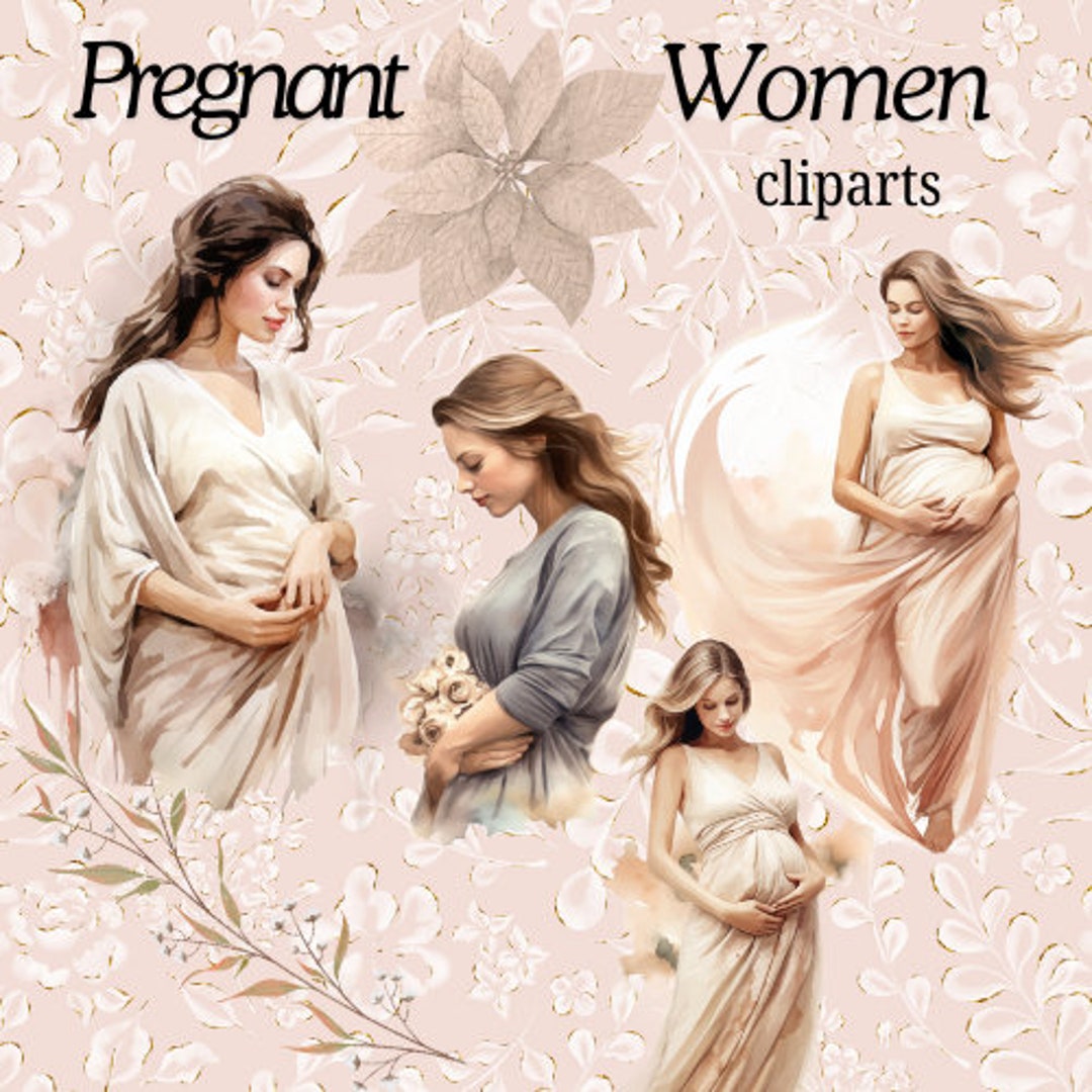 Pregnant Woman Clipart Bundle, Pregnancy Clipart, Mom to Be Clipart ...