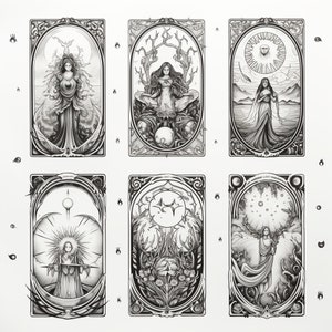 100 Tarot Oracle Coloring Pages, Tarot for Adults, Tarot for Beginners ...