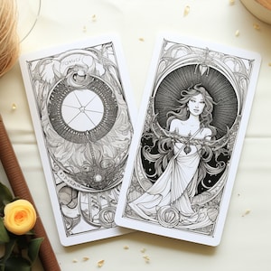 100 Tarot Oracle Coloring Pages, Tarot for Adults, Tarot for Beginners ...