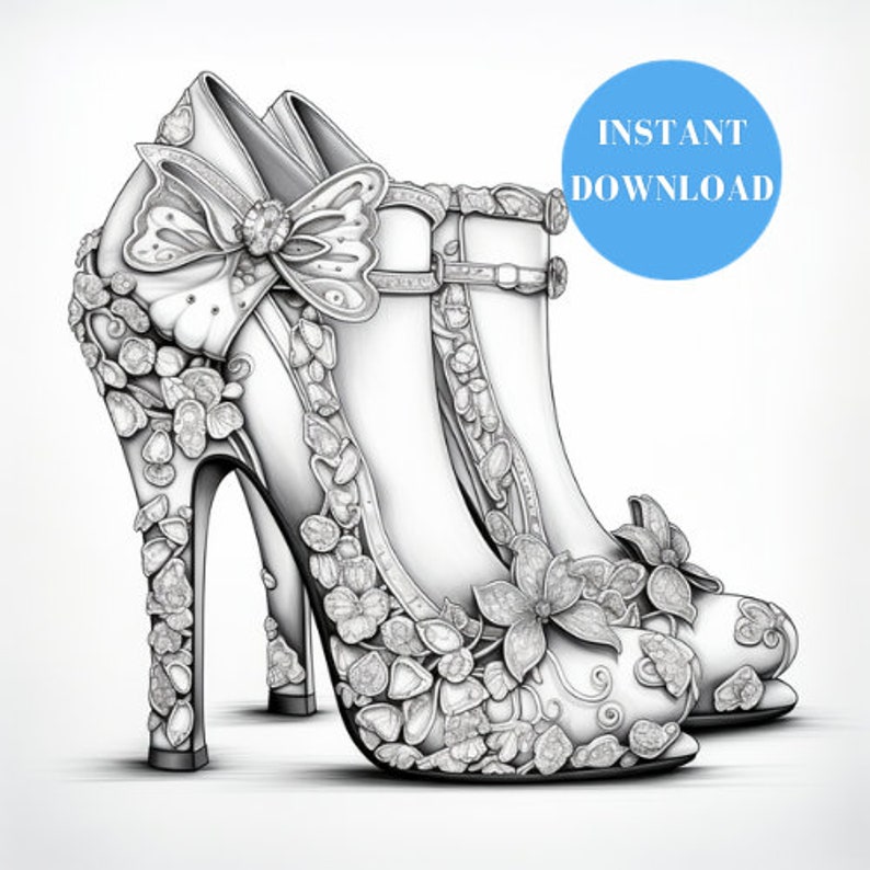 28 Women Fancy Shoes Coloring Book, Heels Coloring Pages for Adults and ...