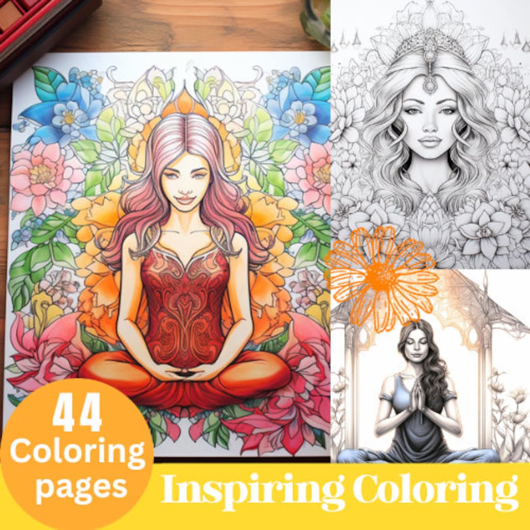 44 Meditation Coloring Book Positive Quotes Coloring Pages - Etsy