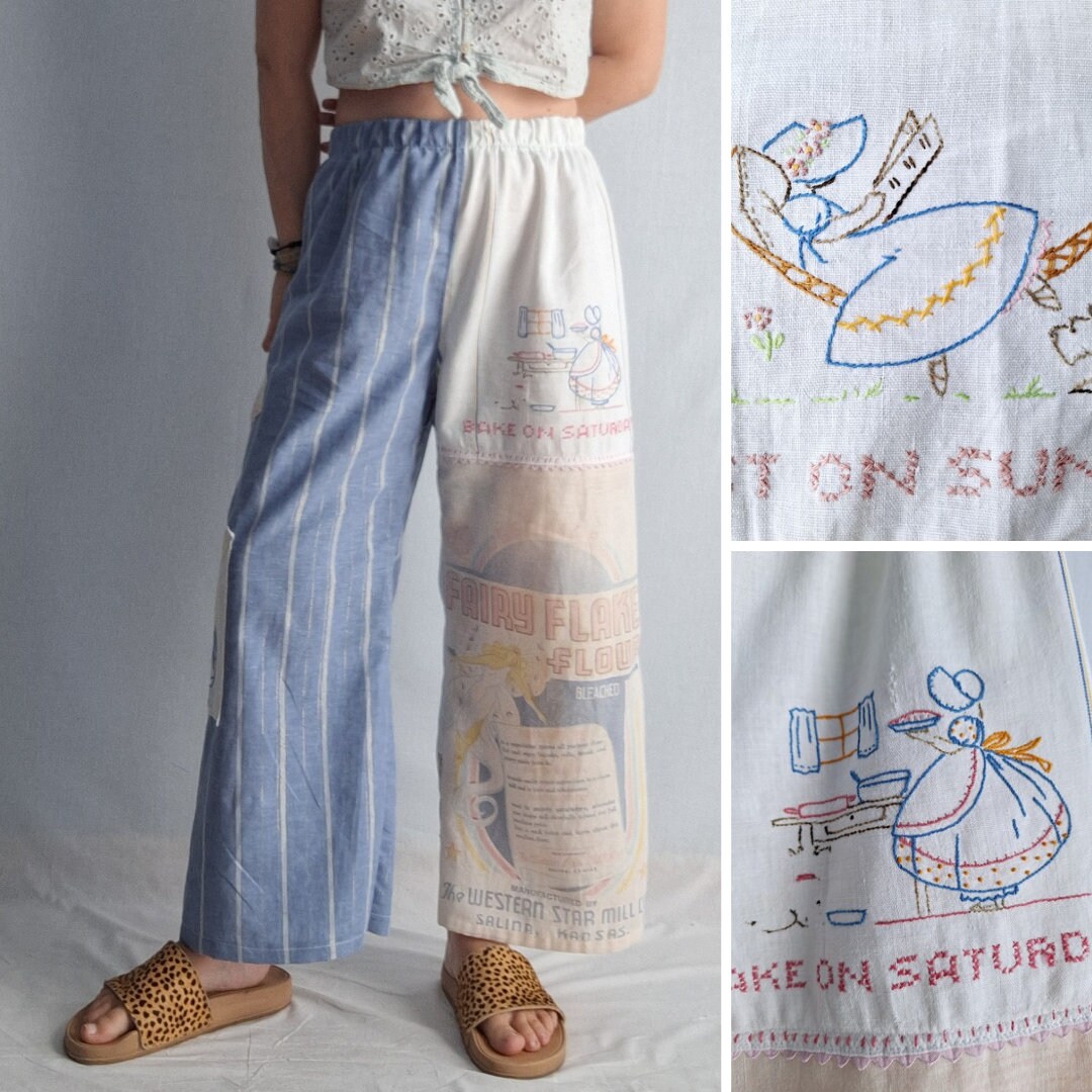 Upcycled Lounge Pants One of a Kind FLOUR SACK From Usa, Repurpose ...