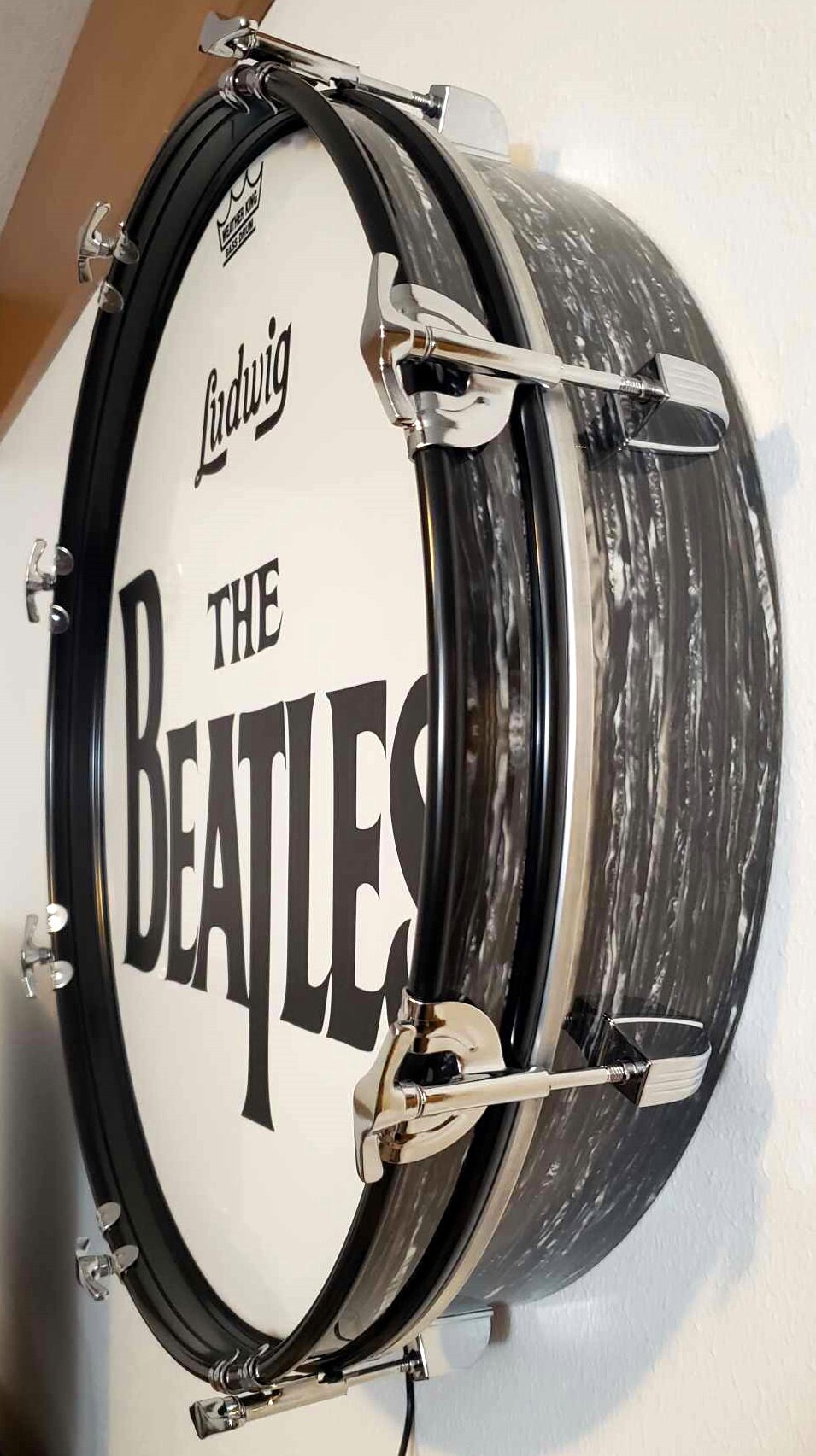Beatles Wall Mounted Bass Drum Display With LED Lighting Remote Control ...