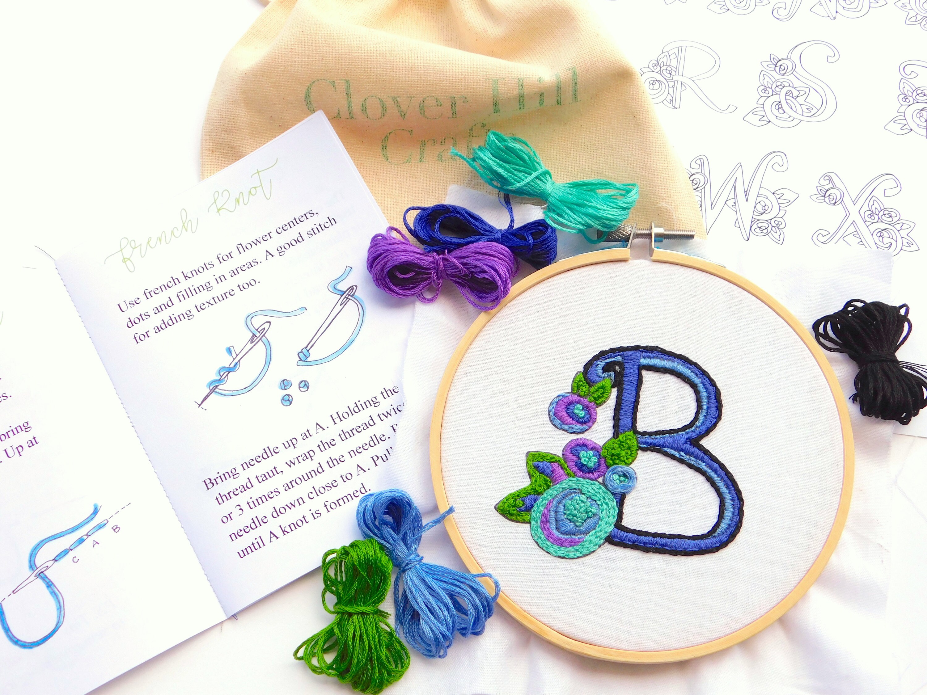 Monogram, Embroidery Kit, Monogram Craft Kit, Adult Craft, Hand ...