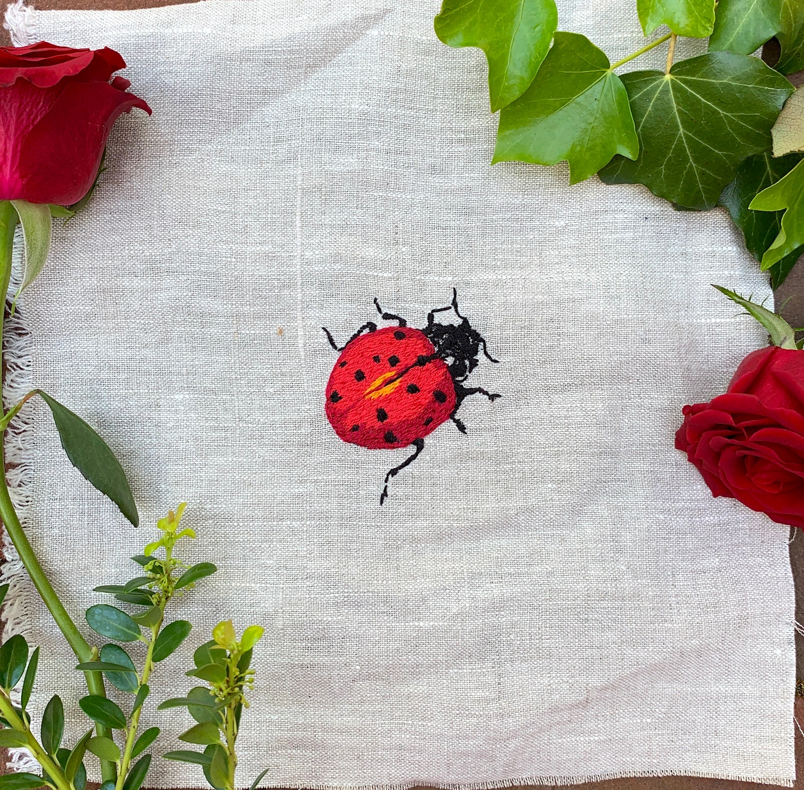 Ladybug Embroidery, Garden Embroidery Kit, Garden Art Embroidery ...